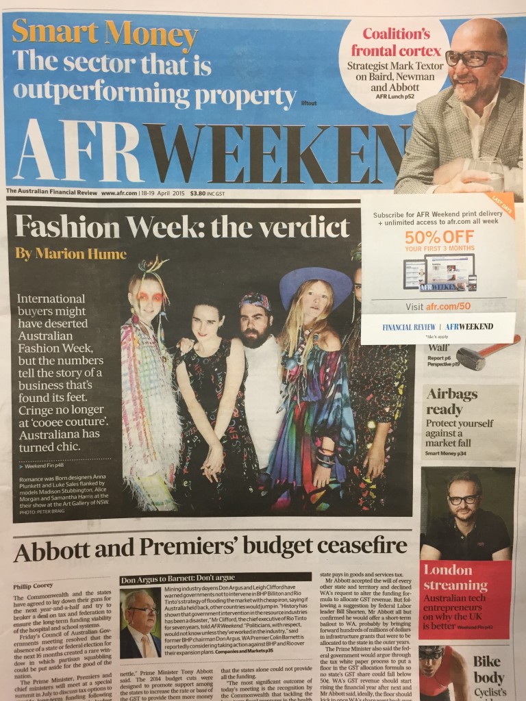 AFR covers editorial content on page 1 | Australian Newsagency Blog