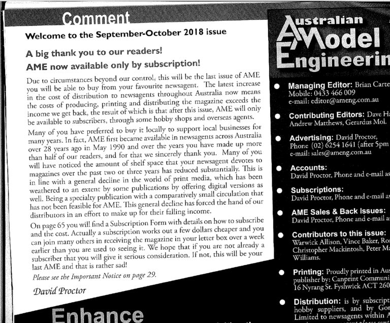 Australian Model Engineering magazine ditches newsagents | Australian ...